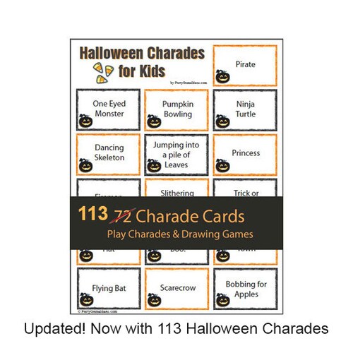 Printable Halloween Charades and Pictionary Drawing Game for - Etsy