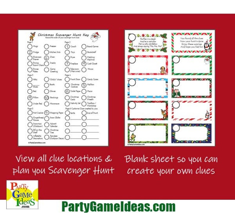 50 Christmas Scavenger Hunt Clues for Kids, Printable Christmas ...