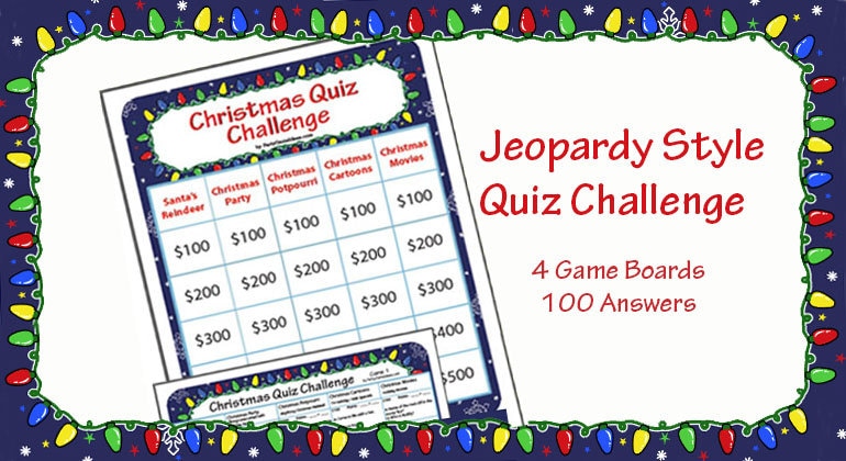 Christmas Quiz Challenge Jeopardy Style Quiz Game Printable Christmas ...