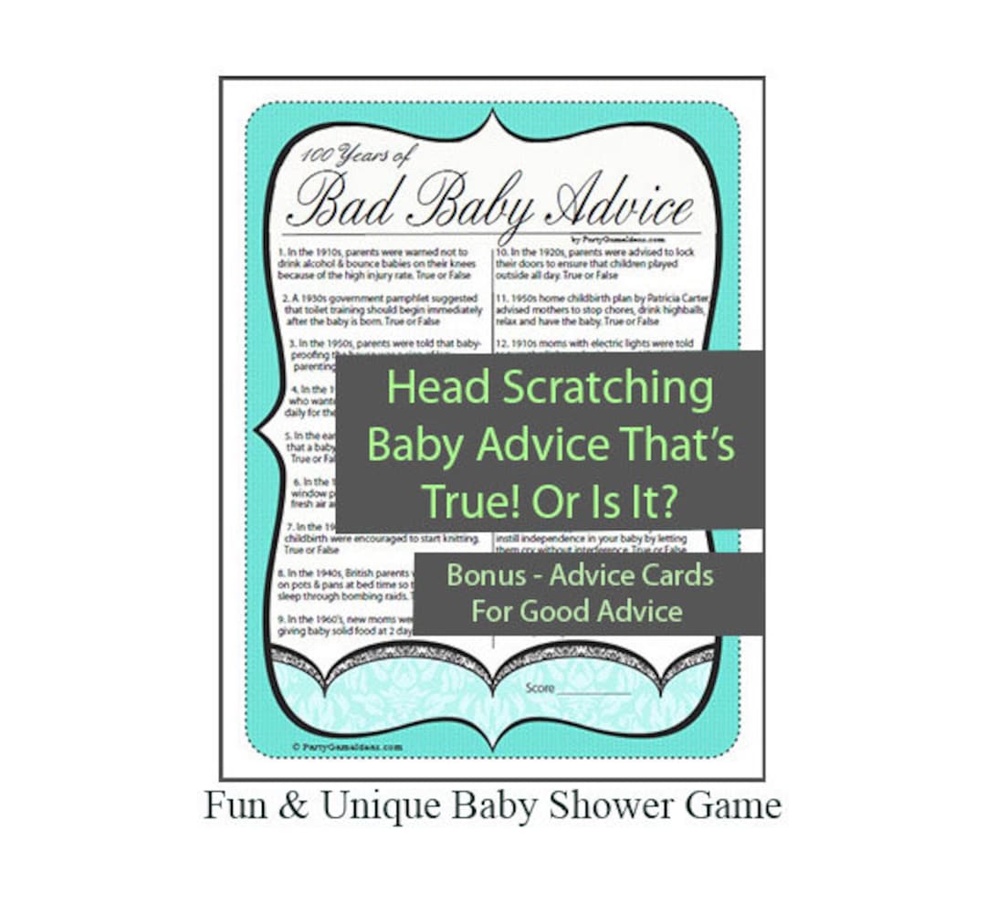 Bad Baby Advice Game & Baby Advice Cards for Baby Showers - 100 Years ...