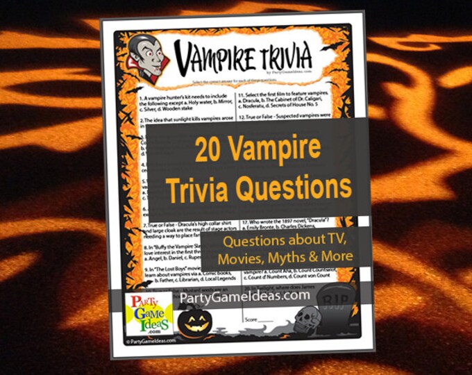 Vampire Trivia Questions Game - Printable Halloween Game With 20 ...