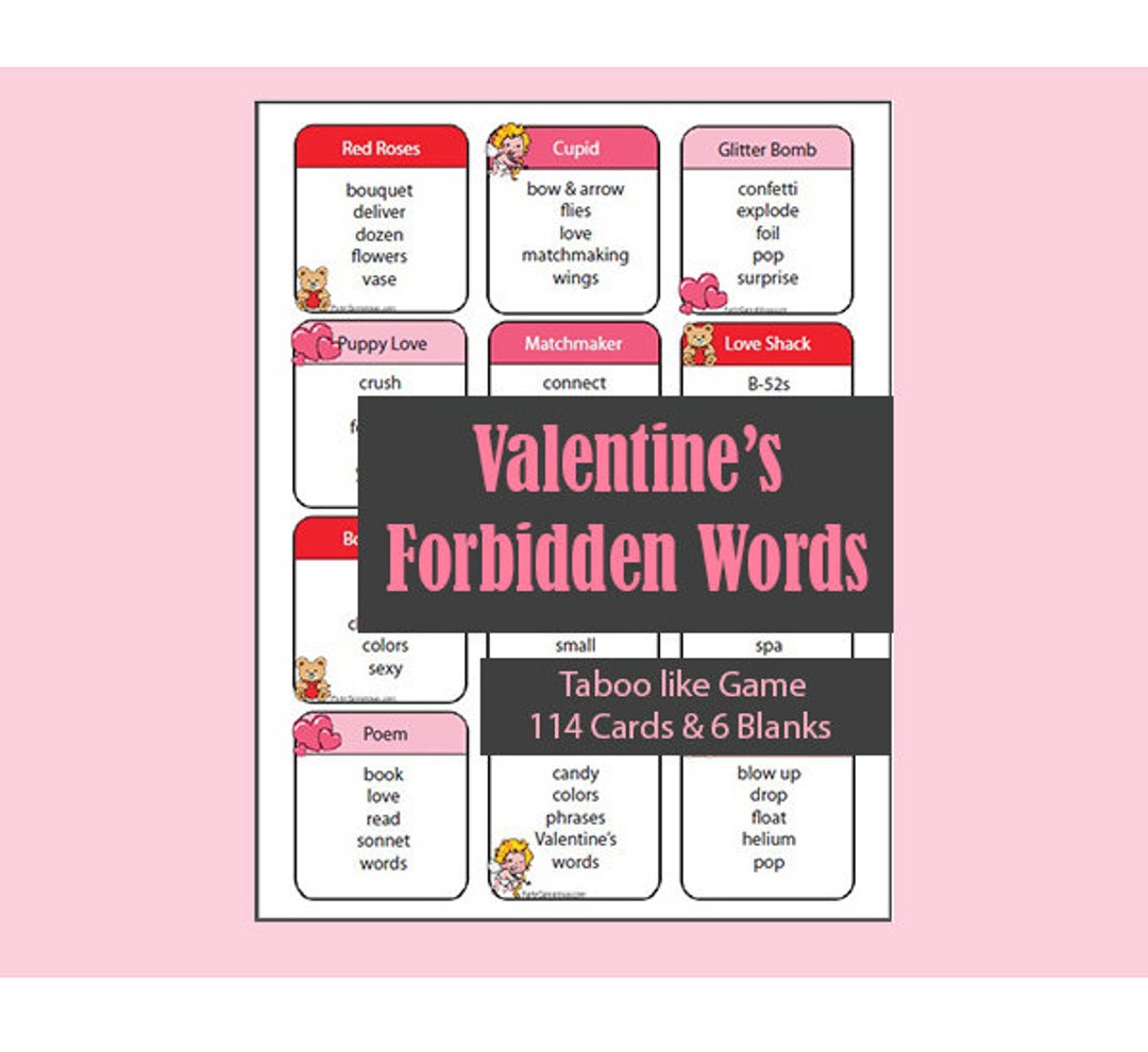 114 Valentine's Forbidden Words Game - Valentine's Party Game Like ...