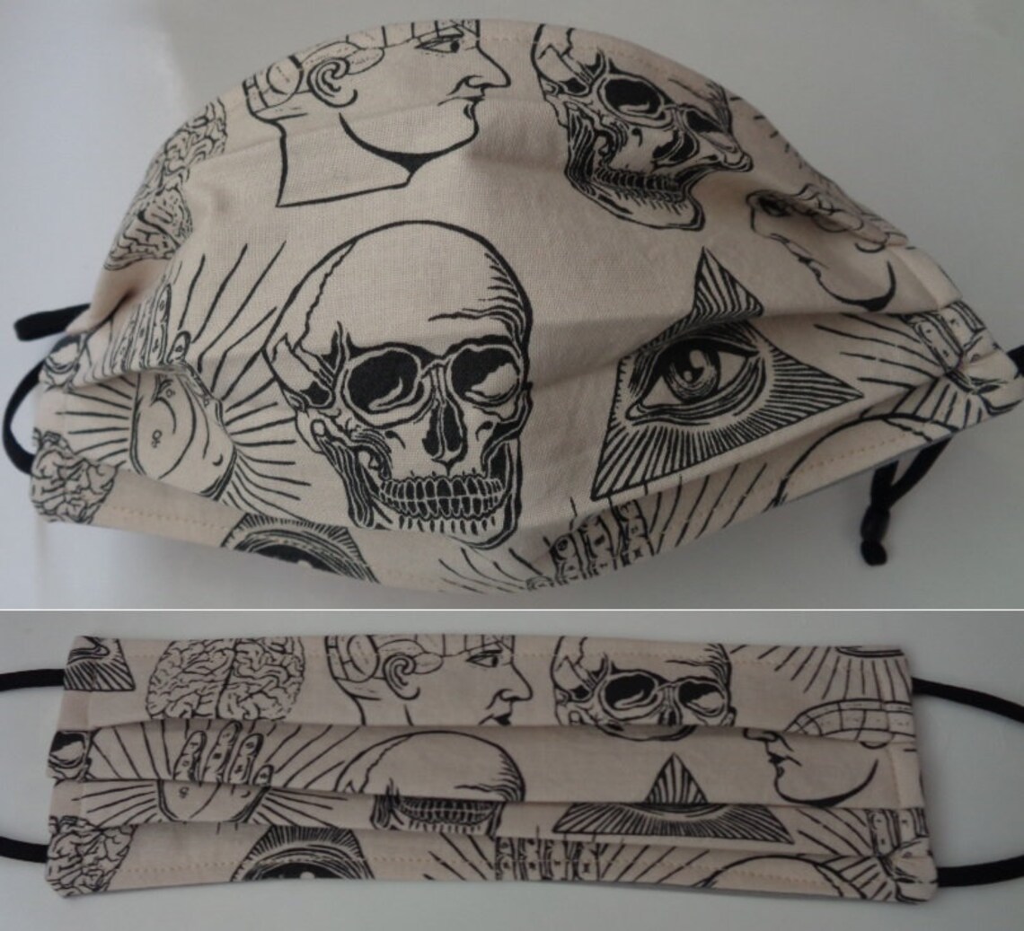 Skulls & Symbols Illuminati 100% Cotton Face Mask, Adjustable Ear Loops ...