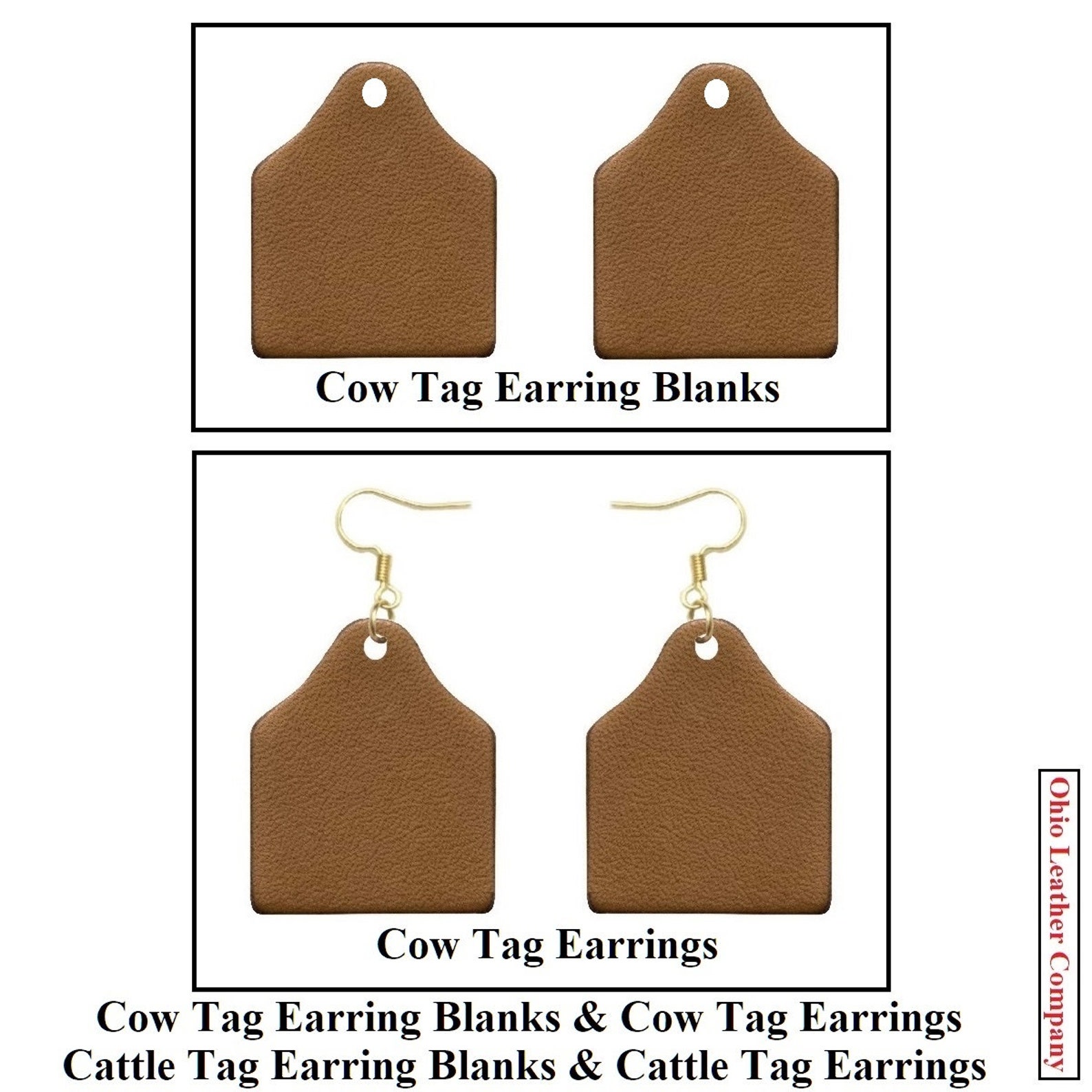 Leather Cow Tag Earring Leather Cattle Tag Earring Leather - Etsy
