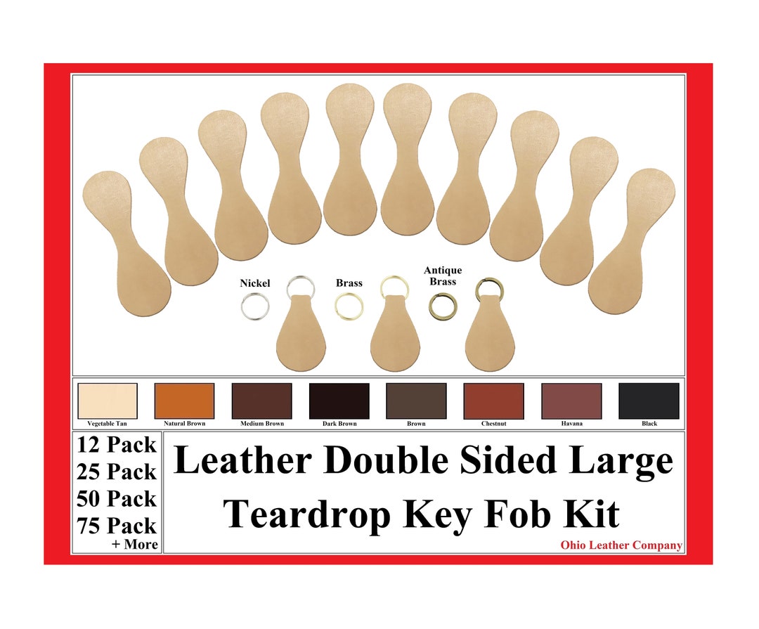 Leather LARGE Teardrop Double Sided Key Fob Kit - Leather Teardrop ...