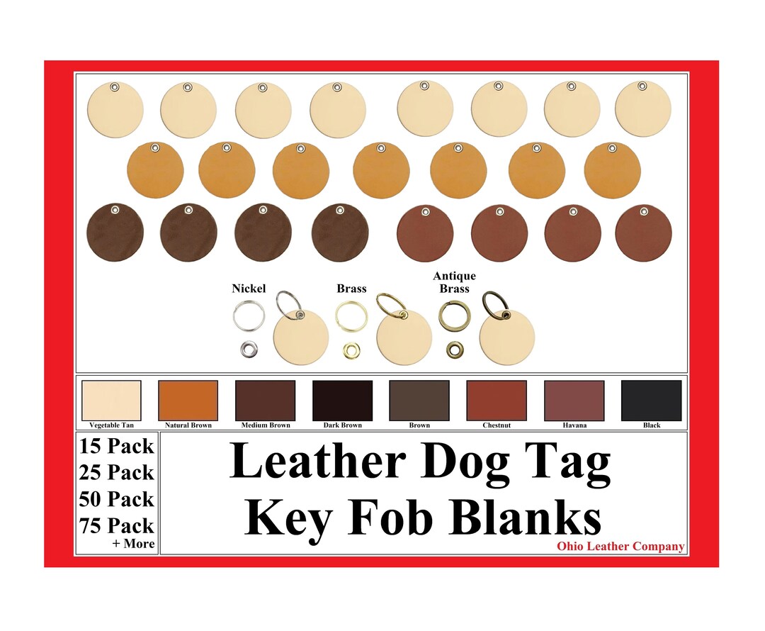 Leather Dog Tag Key Fobs - Leather Dog Tag Key Fob Blanks - Leather Dog ...