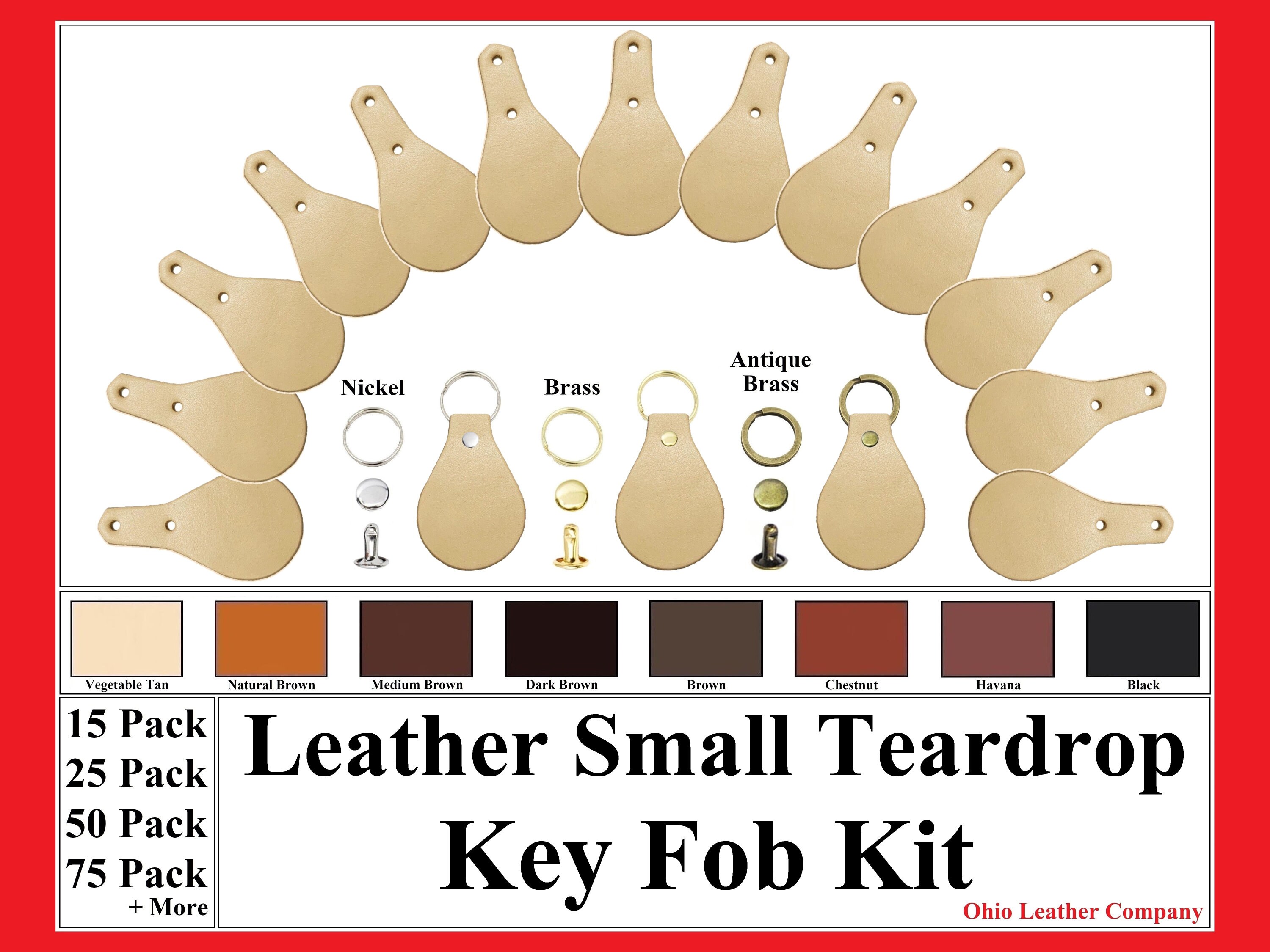 Small Leather Teardrop Key Fob Kit Key Fob Blank Leather | Etsy