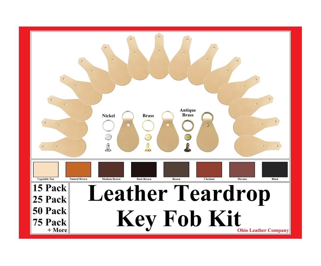 Leather Key Fob Kit - Leather Key Fob Blanks - Leather Teardrop ...