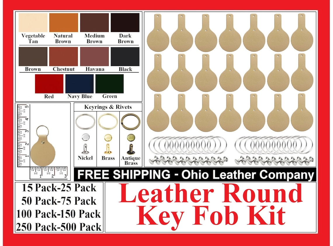 Leather Round Key Fob Kit-Key Fob | Etsy