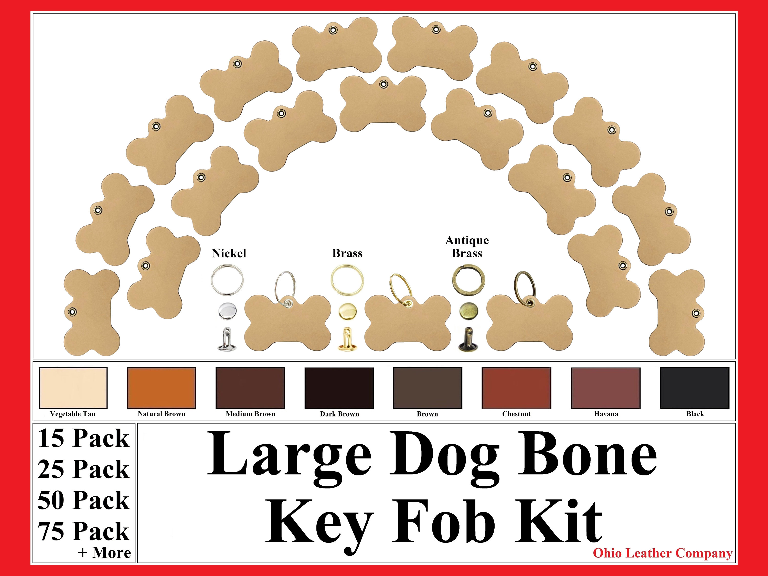 Leather Dog Bone Key Fobs 2 In. X 3 In.new-must See-leather - Etsy