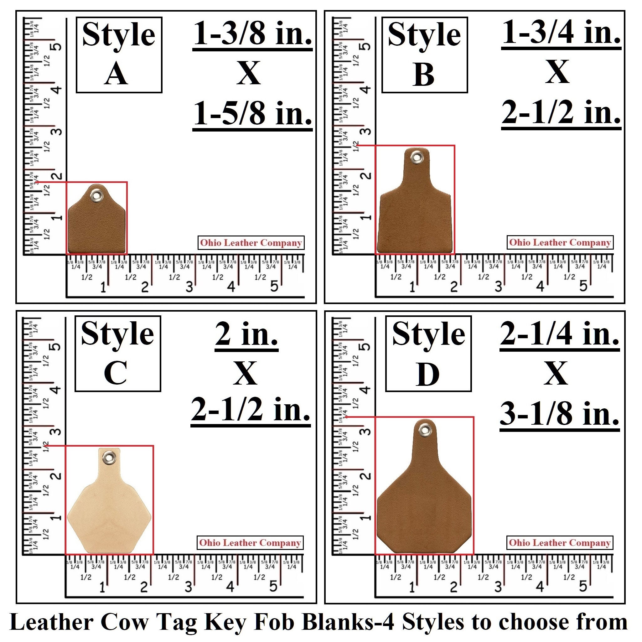 Leather Cow Tag Key Fob Blanks Choose From 4 Styles Cattle | Etsy