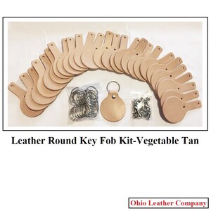 Leather Round Key Fob Kit - Key Fob Blank - Round Leather Keychain ...