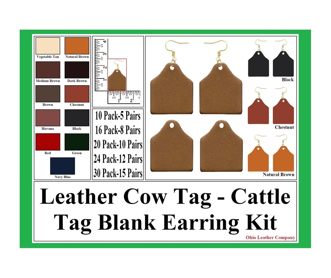 Leather Cow Tag Earring Leather Cattle Tag Earring Leather - Etsy