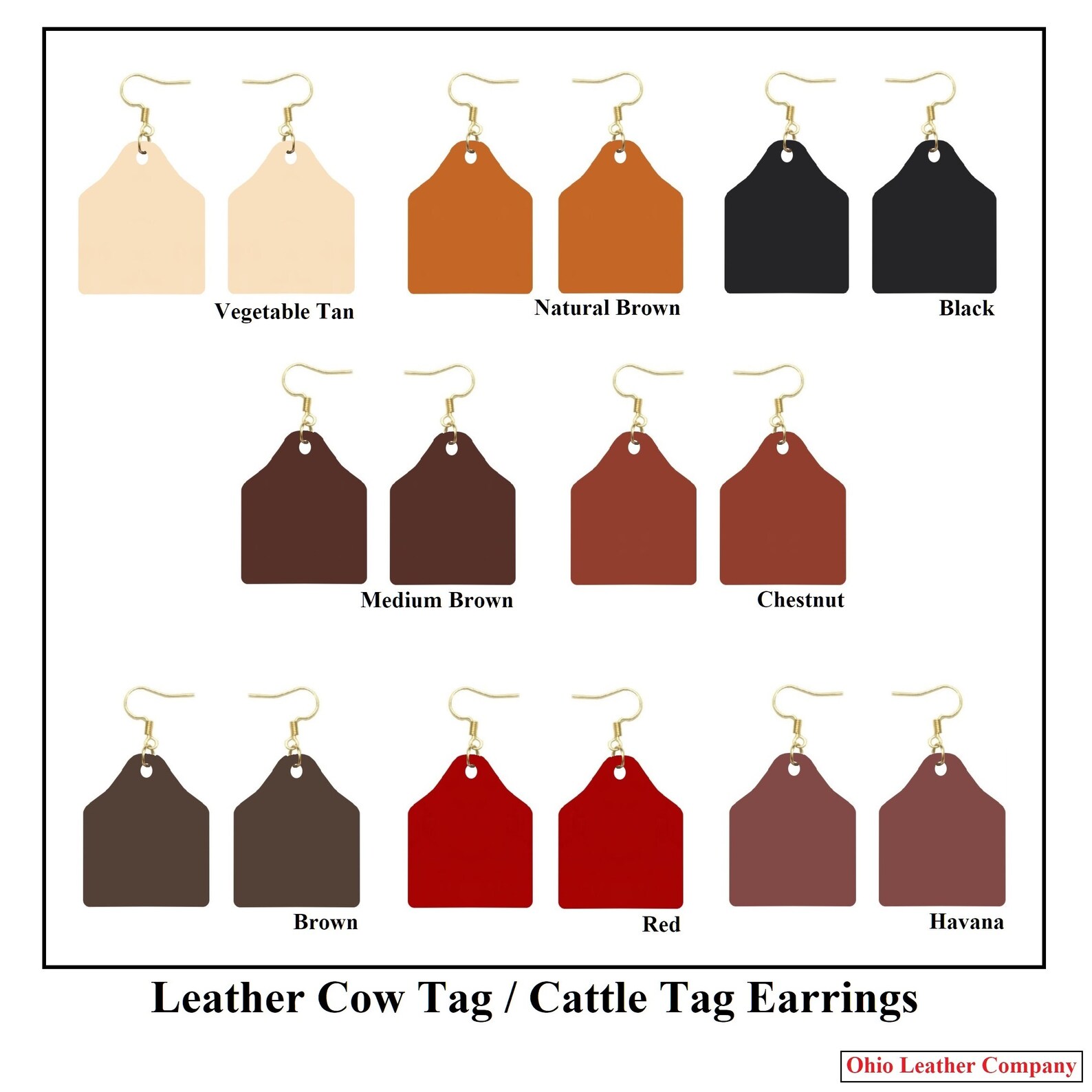 Leather Cow Tag Earring Leather Cattle Tag Earring Leather - Etsy