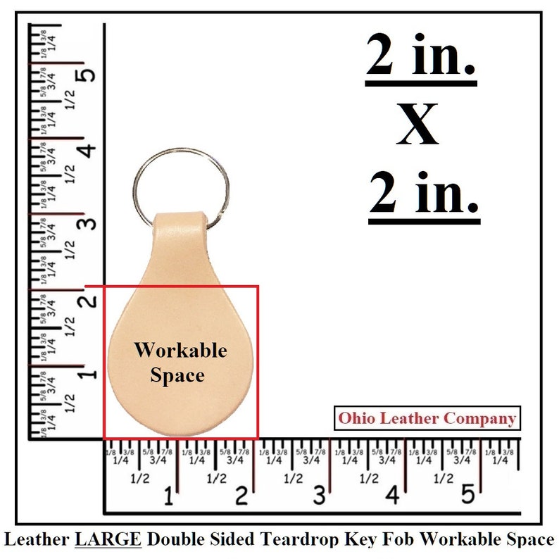 Leather LARGE Teardrop Double Sided Key Fob Kit Leather | Etsy