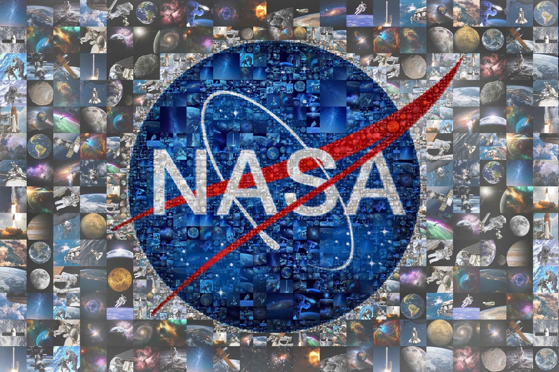 NASA Collage Poster logo NASA from Space and Galaxy | Etsy