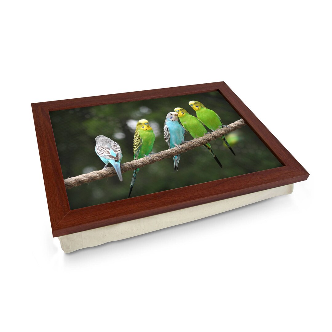 Budgies on a Rope Photo Lap Tray L175 | Personalised Gift | Cushioned ...