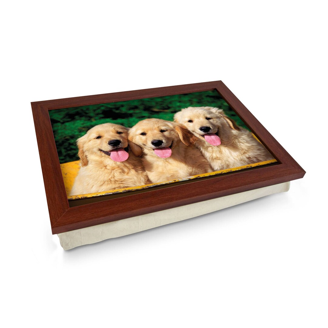 Three Golden Retriever Puppies Lap Tray L0397 Personalised Gift Unique ...