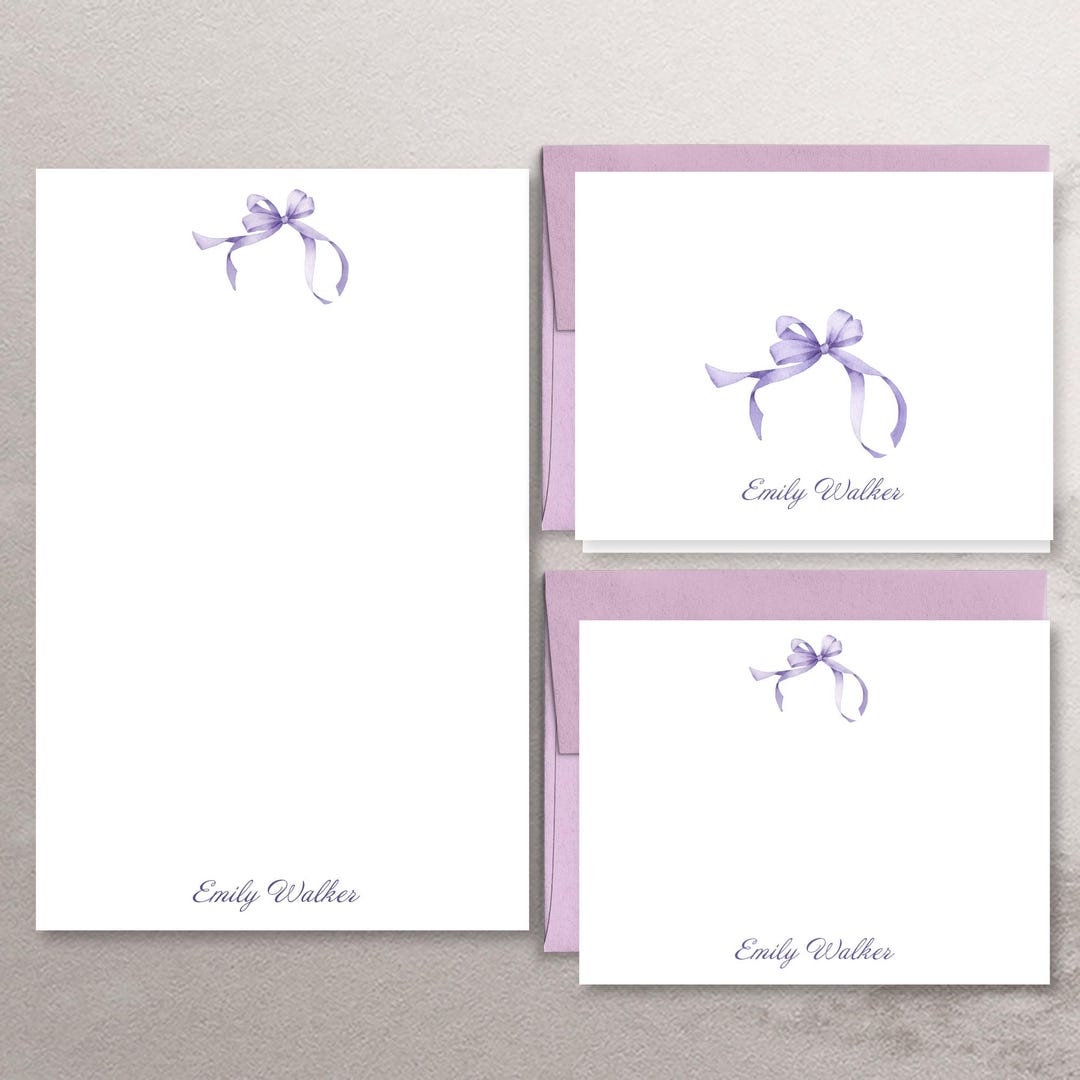 Purple STATIONERY GIFT SET | Custom Note Cards | Personalized Note Pad ...