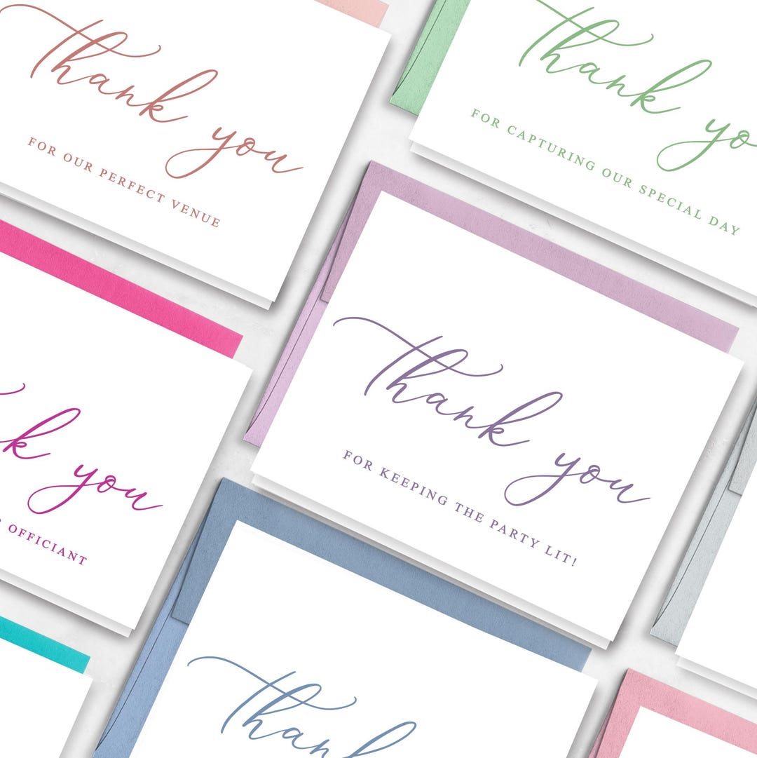 COLOR Wedding Vendor Thank You Cards | Florist, Photographer, DJ ...
