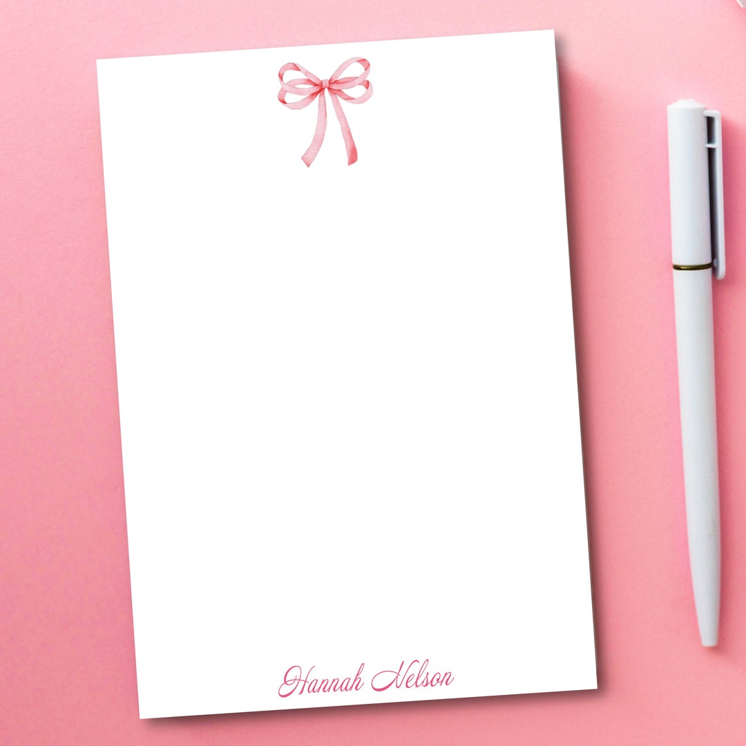 PINK RIBBON NOTEPAD for Girls | Personalized Notepad for Girls | Custom ...