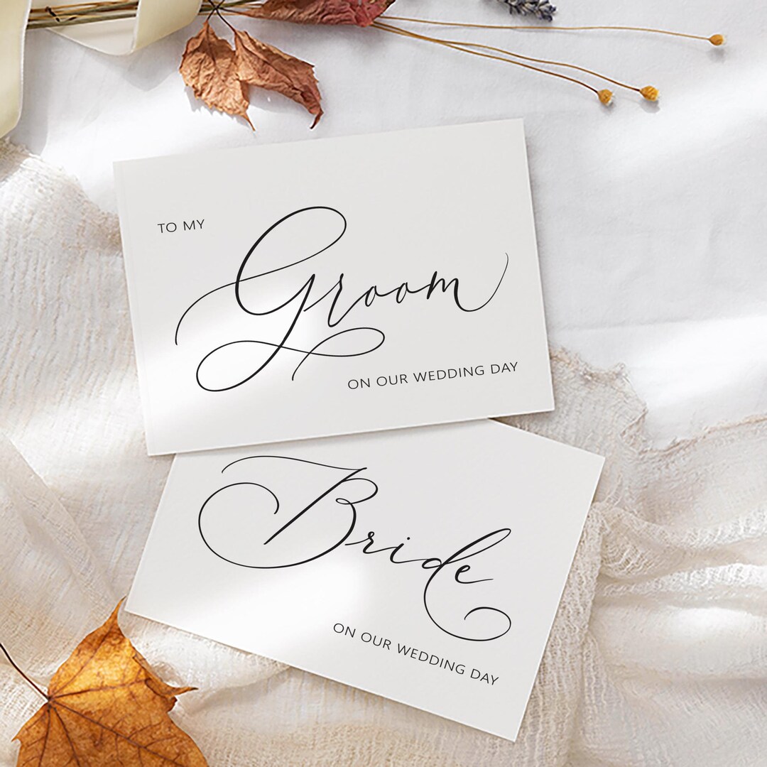 Bride and Groom WEDDING CARDS | to My Groom on Our Wedding Day Card ...