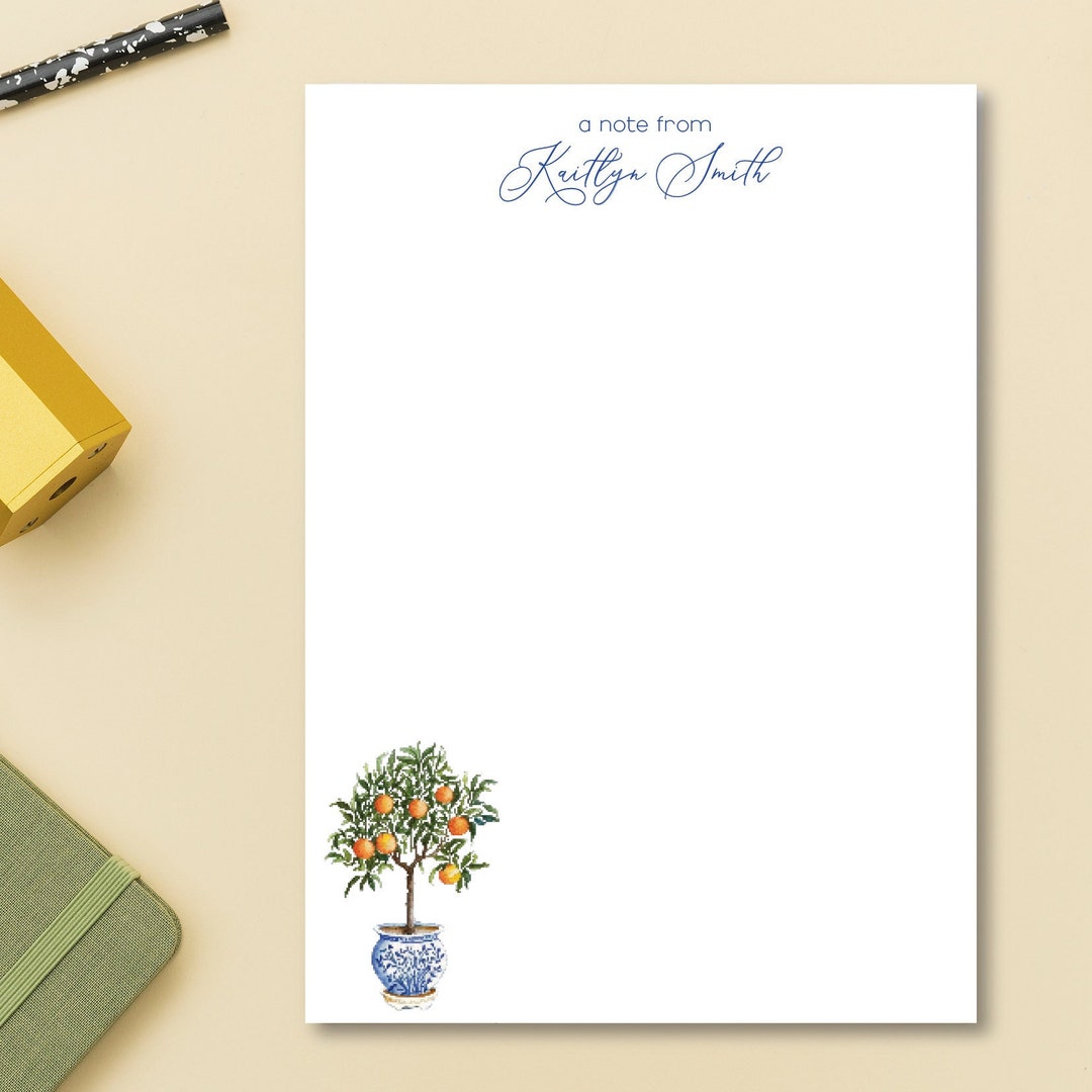 PERSONALIZED NOTEPAD | Topiary Orange Notepad | Orange Tree Notepad ...