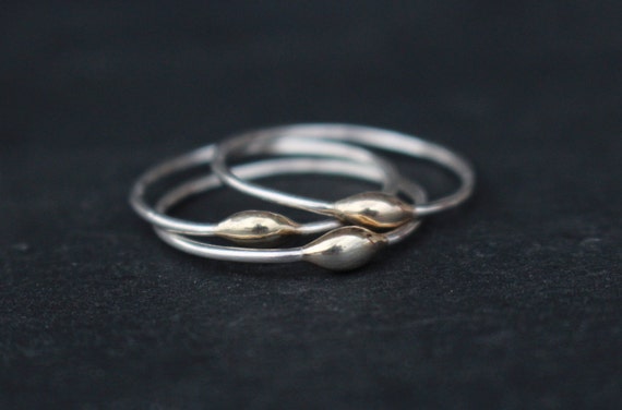 Mixed Metal Raindrop Rings Set | Etsy