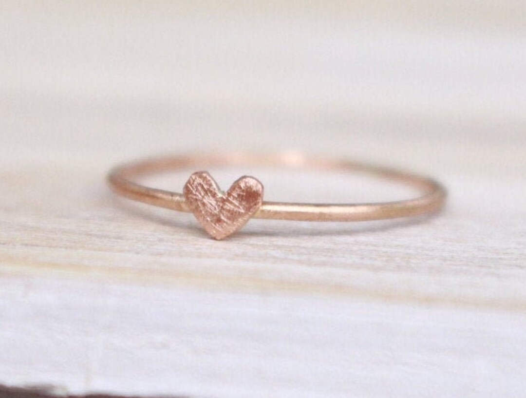 Heart Ring Simple Engagement Ring Solid 14 K Rose Gold - Etsy