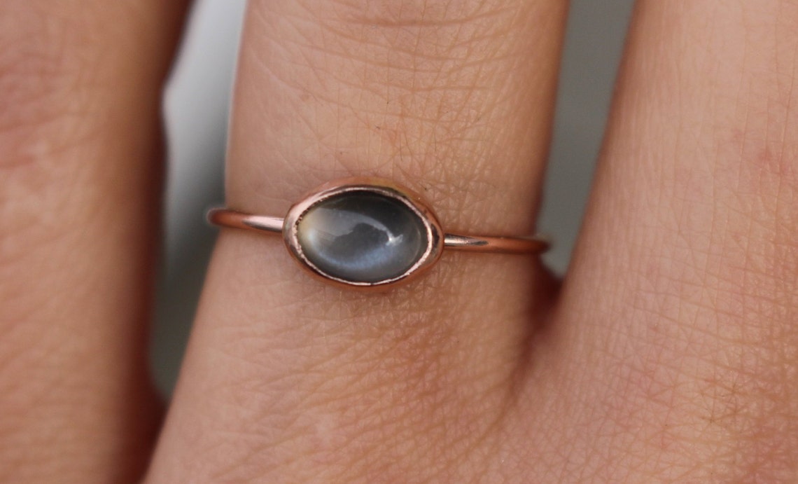 Grey Moonstone Engagement Ring 14 K Gold - Etsy