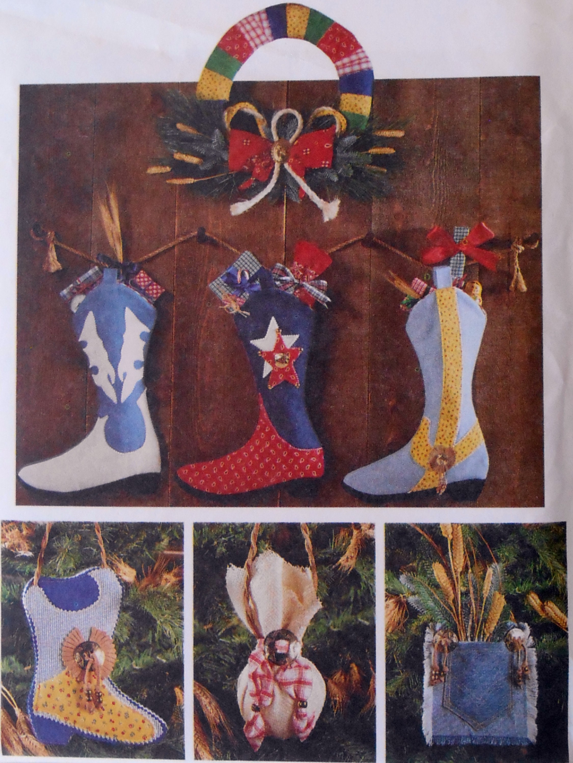 Cowboy Boot Stocking, Sewing Pattern, Christmas Ornaments, Western ...