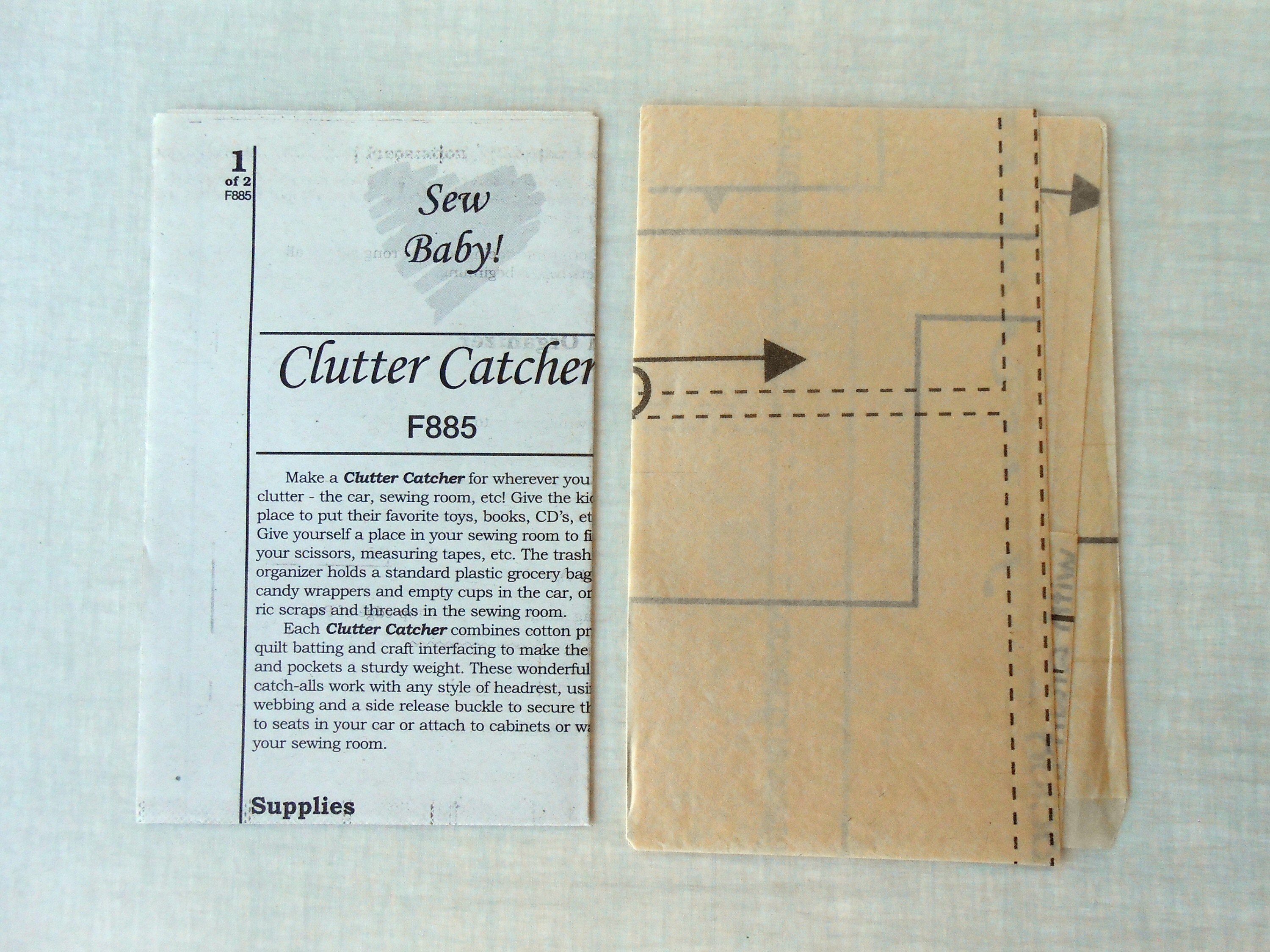 Car Organizer, Sewing Pattern, Kids Car Organizer, Car Caddy, Sew Baby F885, Clutter Catcher ...