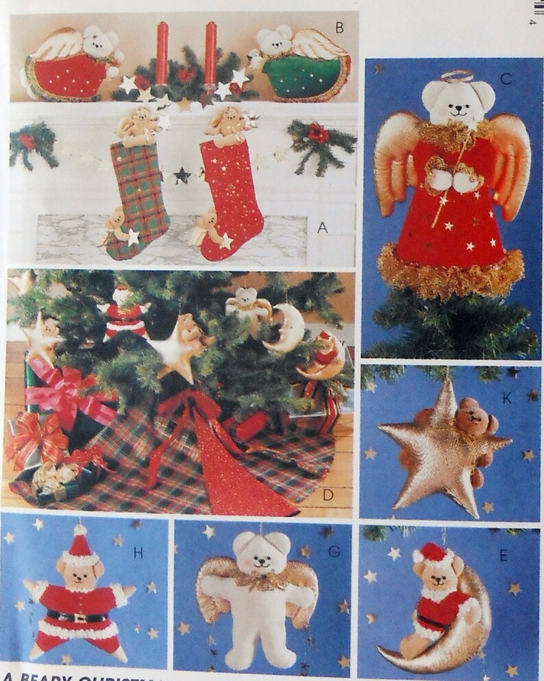 Angel Bear Tree Topper Sewing Pattern Santa Bear Ornament - Etsy