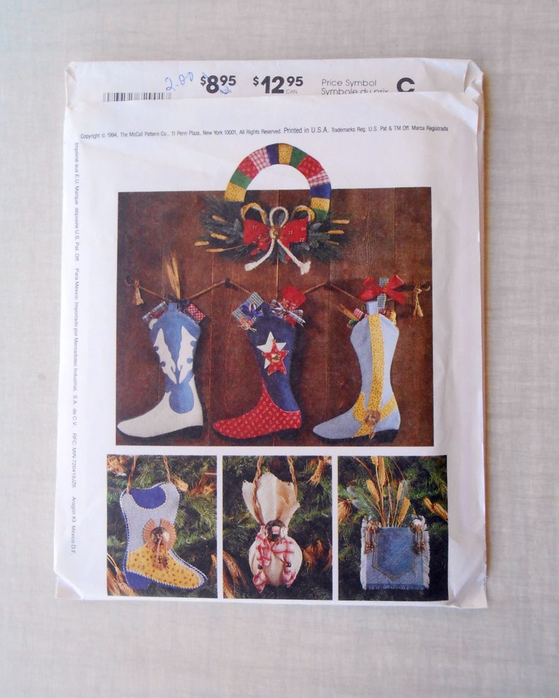 Cowboy Boot Stocking, Sewing Pattern, Christmas Ornaments, Western ...