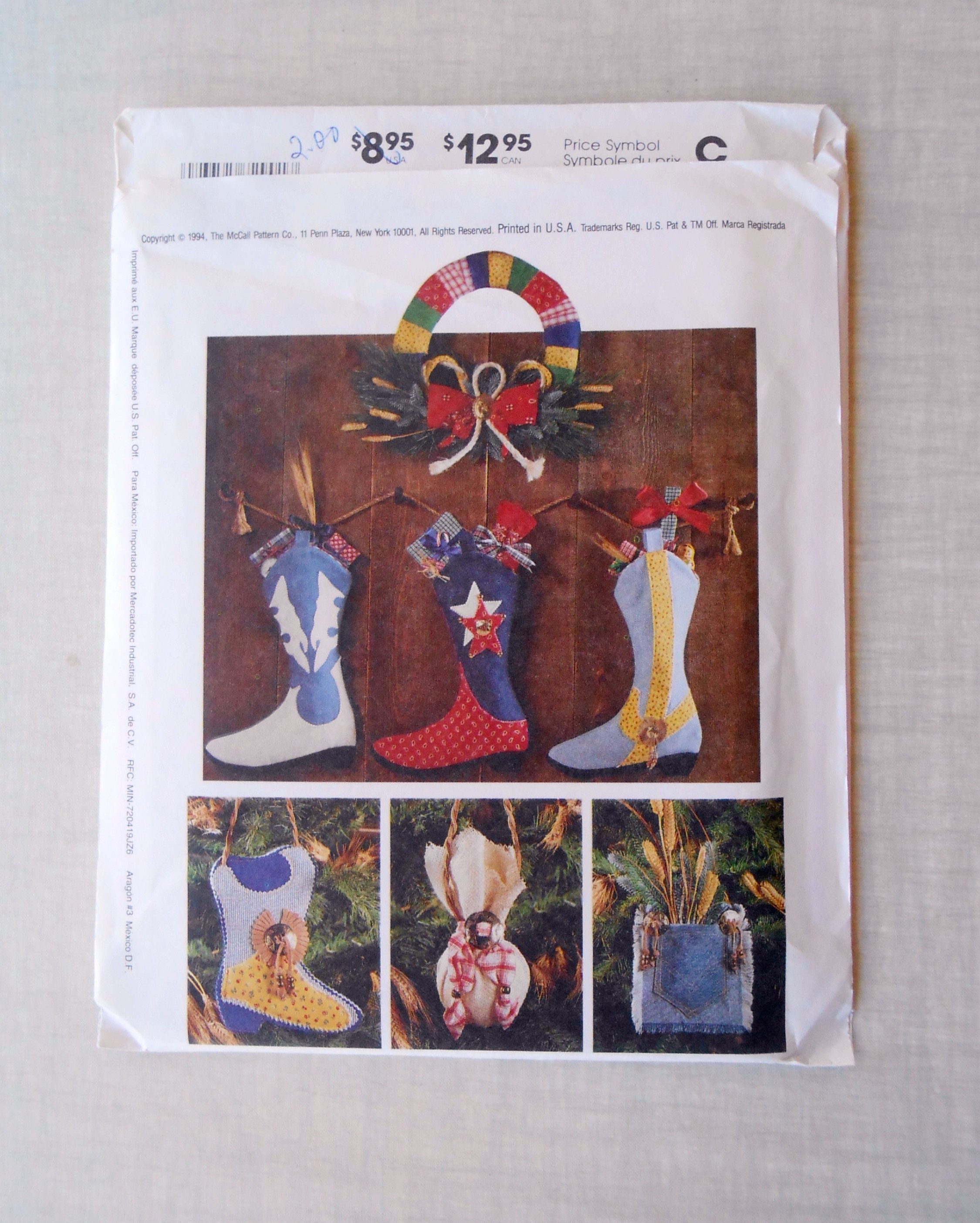 Cowboy Boot Stocking, Sewing Pattern, Christmas Ornaments, Western ...