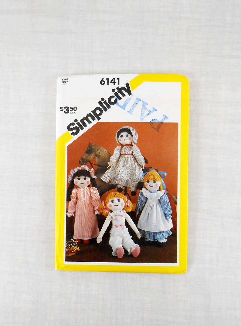 Rag Doll Pattern, 21 Inch Doll, Doll Clothes Pattern, Simplicity 6141 ...