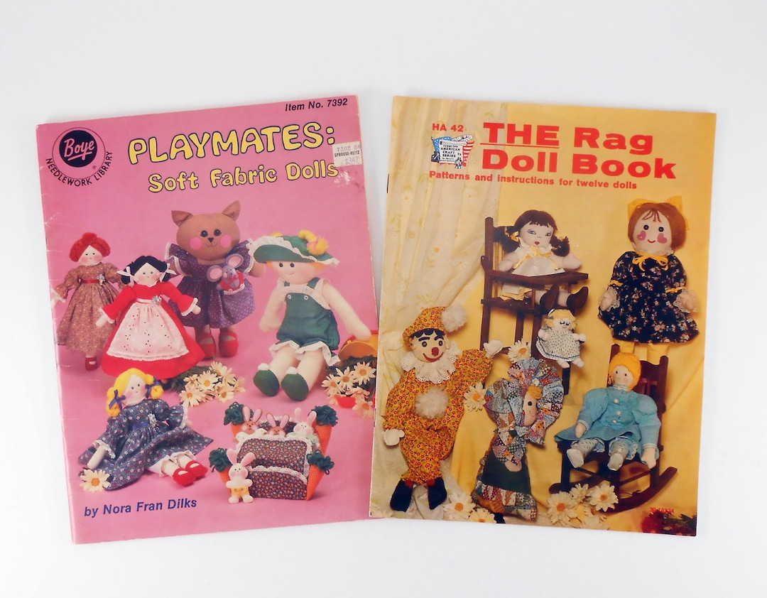 Rag Doll Book, Soft Fabric Doll, 2 Books Vintage, People Bunny, Cat ...
