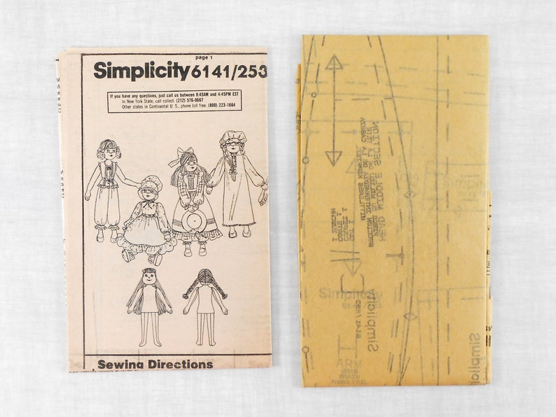 Rag Doll Pattern, 21 Inch Doll, Doll Clothes Pattern, Simplicity 6141 ...