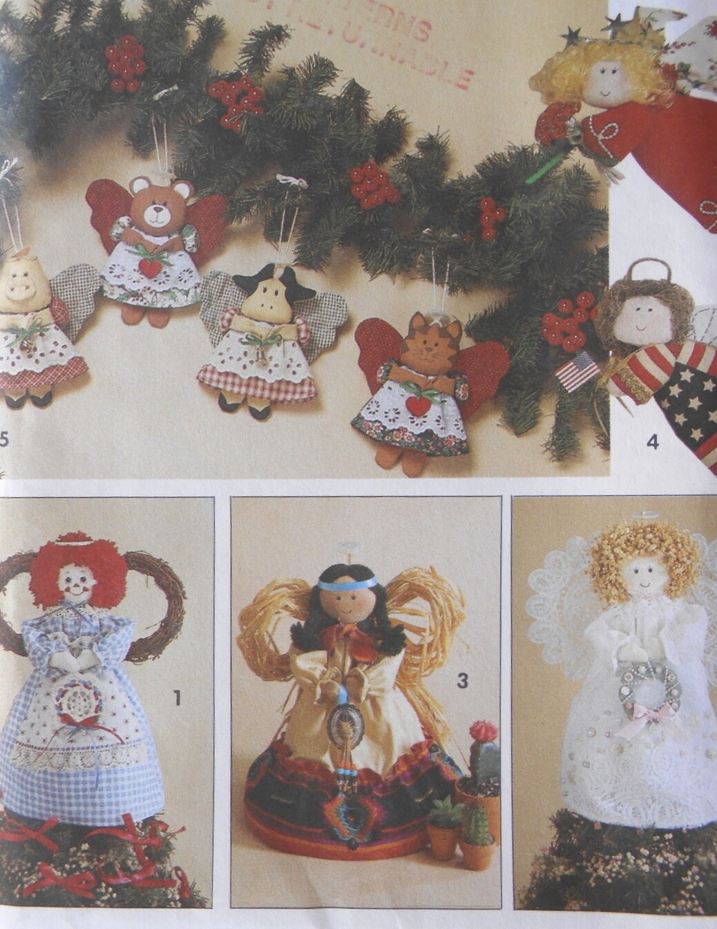 Angel Tree Topper, Sewing Pattern, Indian Maiden, Raggedy Ann, Craft ...