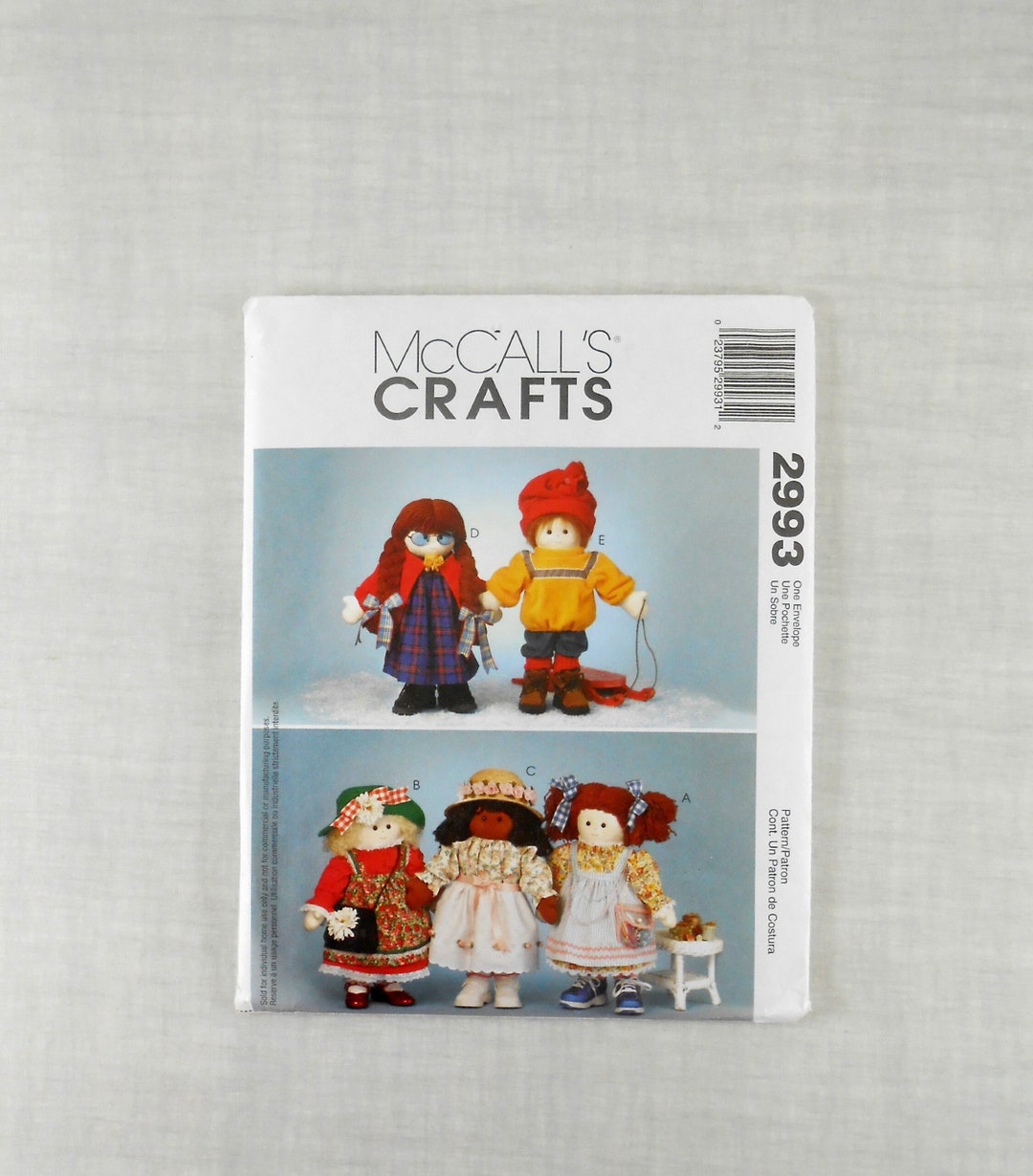 22 Inch Doll Pattern, Cloth Doll, Doll Clothes, Sewing Pattern, Mccall ...