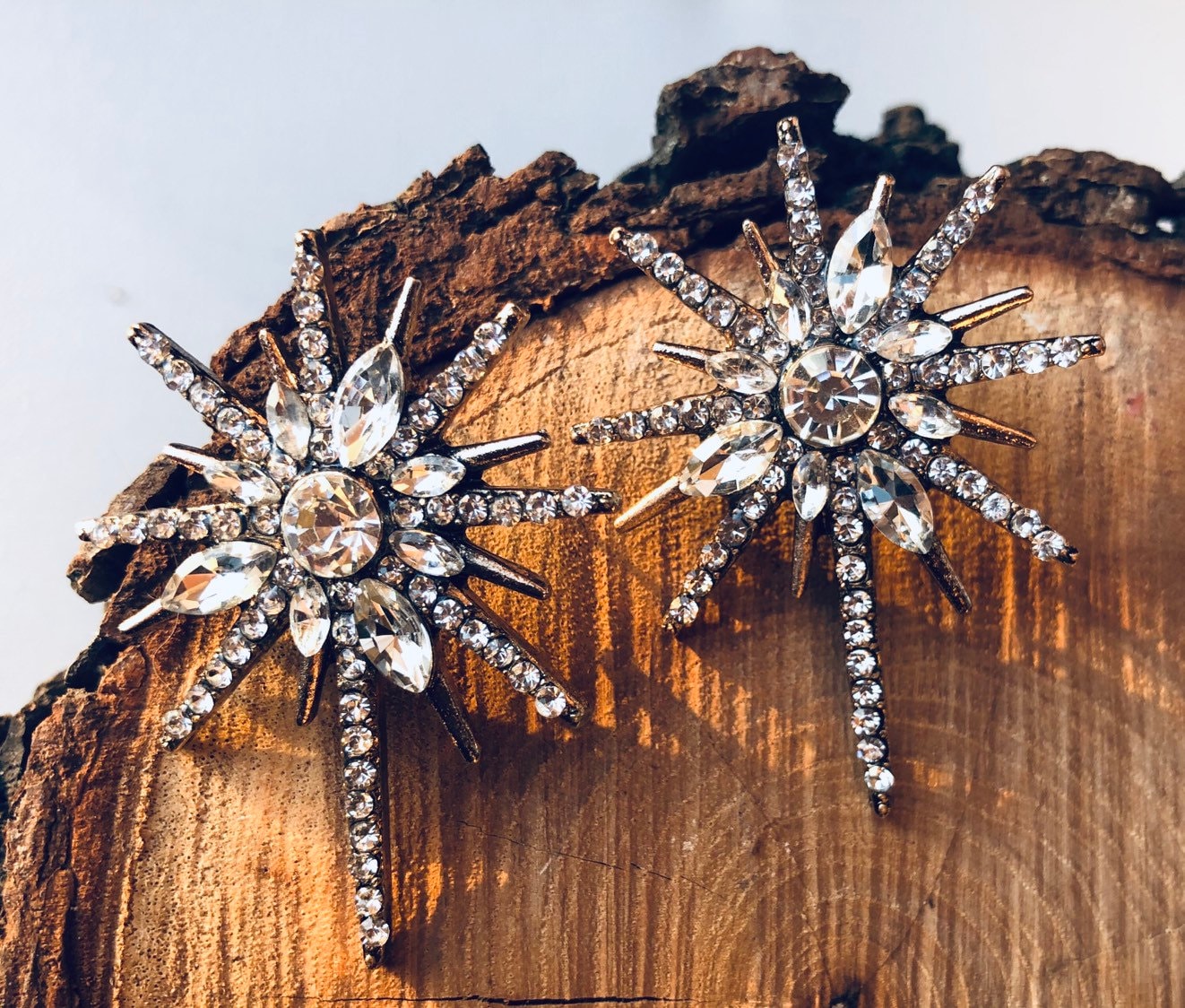 Celestial Star Starburst Stud Earring Rhinestone Crystal Art | Etsy