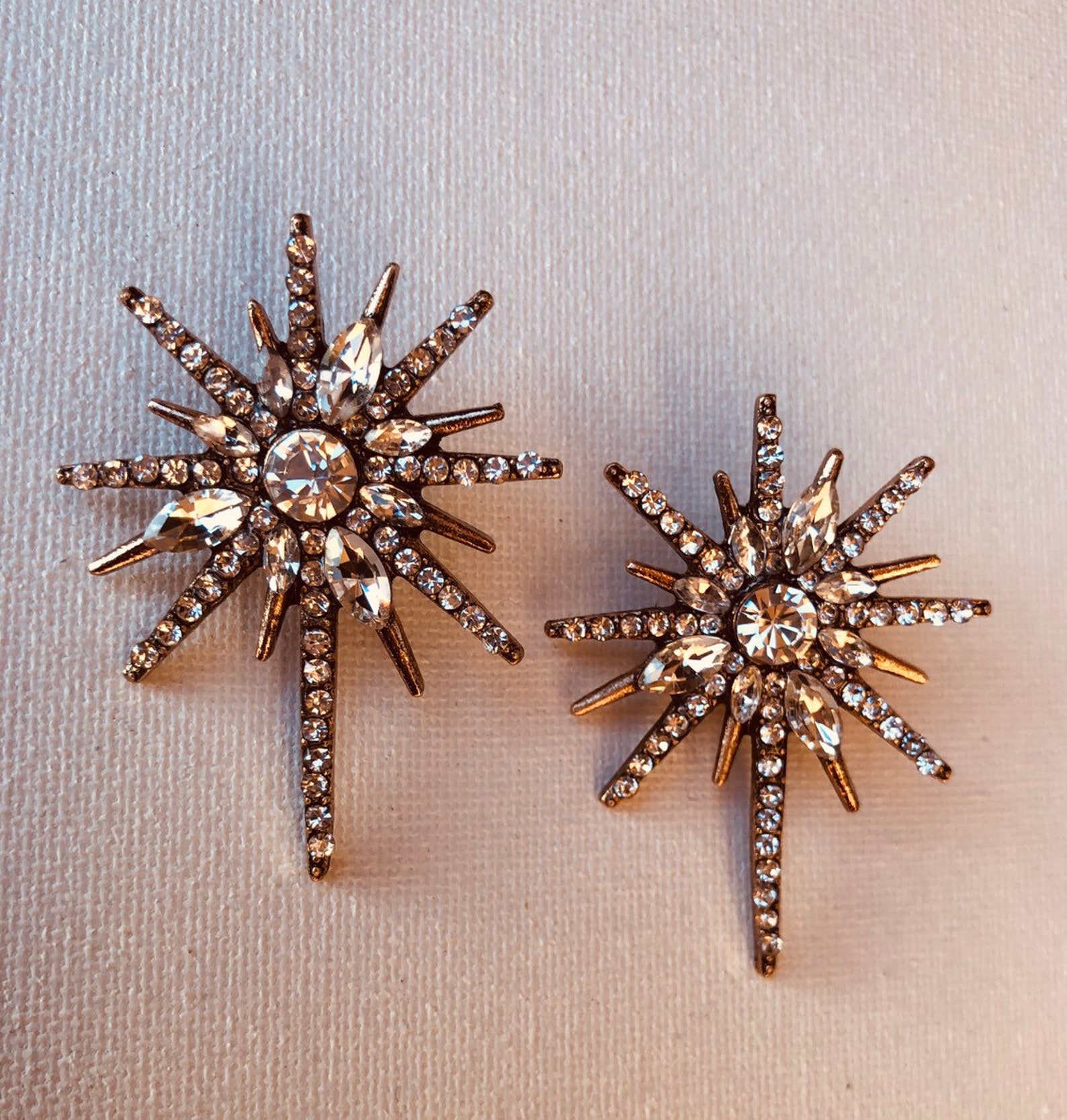 Celestial Star Starburst Stud Earring Rhinestone Crystal Art | Etsy