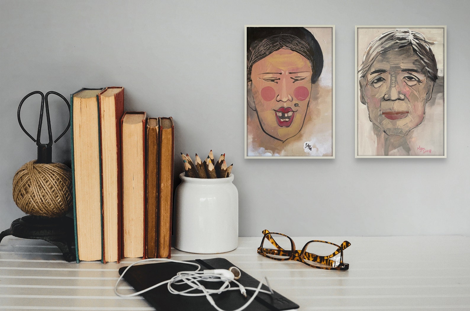 CHÈO PORTRAIT 8x12" Oil on Canvas, Vietnam Folk Opera (hát Chèo ...