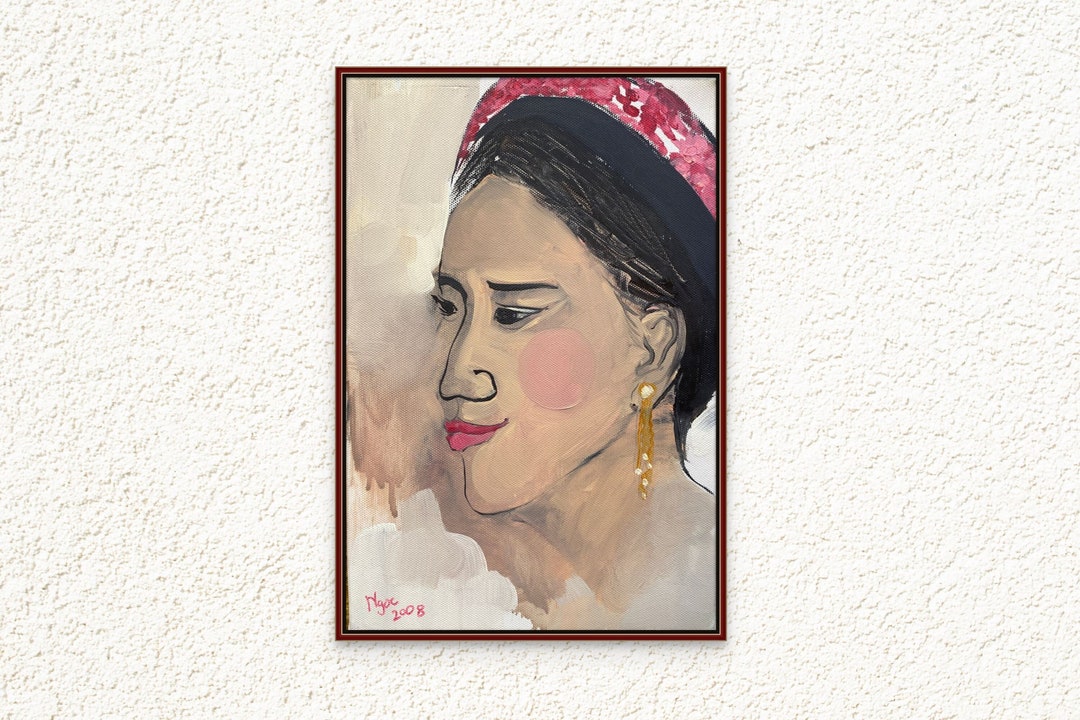 CHÈO PORTRAIT 8x12" Oil on Canvas, Vietnam Folk Opera (hát Chèo ...