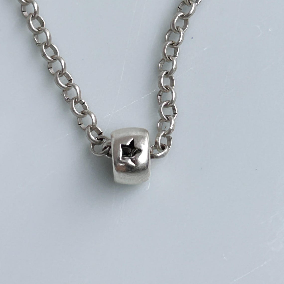 Star Bead Necklace - Matte Silver Chain, Rustic Star Jewellery ...