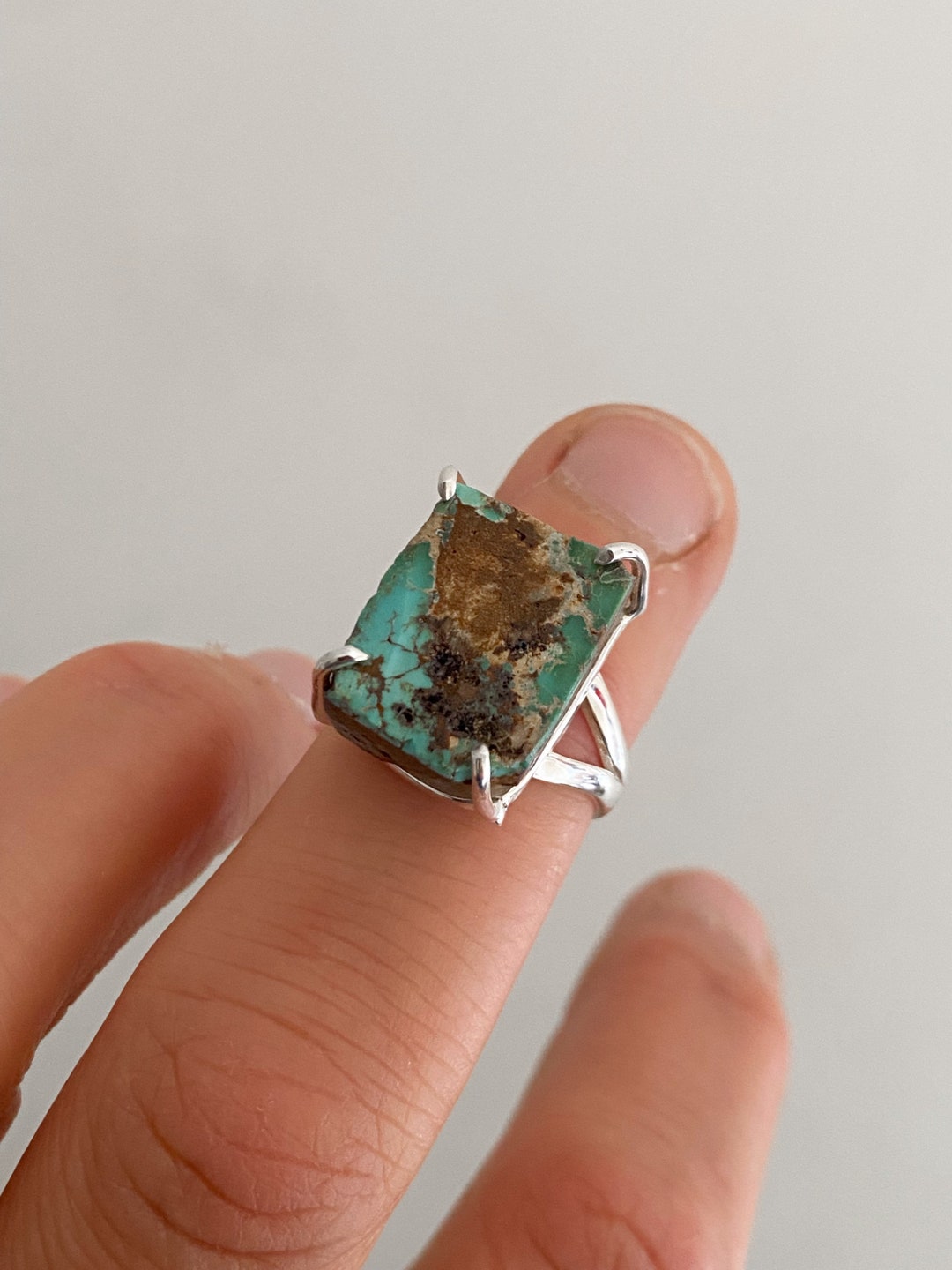 Royston Turquoise Slab Ring Chunky Square Turuqoise Ring - Etsy Sweden