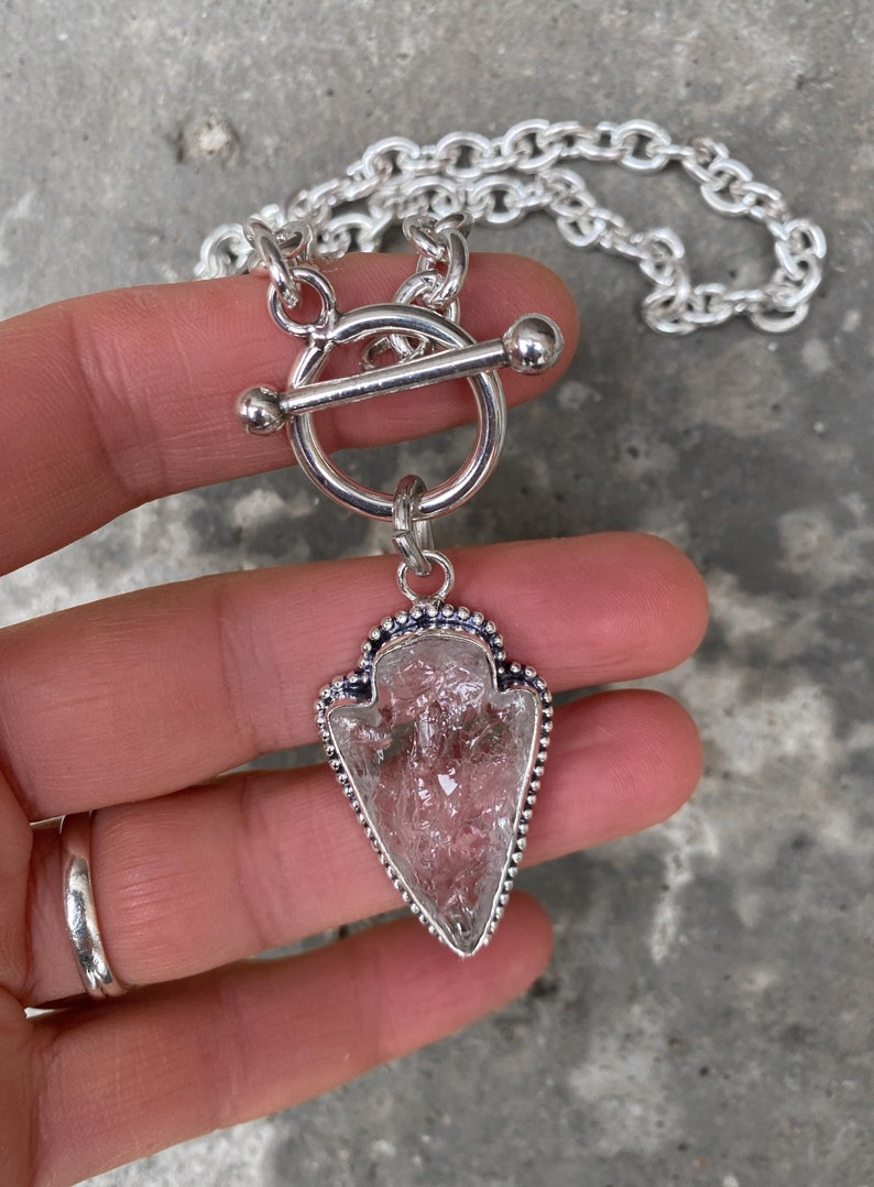 Raw Quartz Arrowhead Necklace Chunky Curb Chain Rough - Etsy