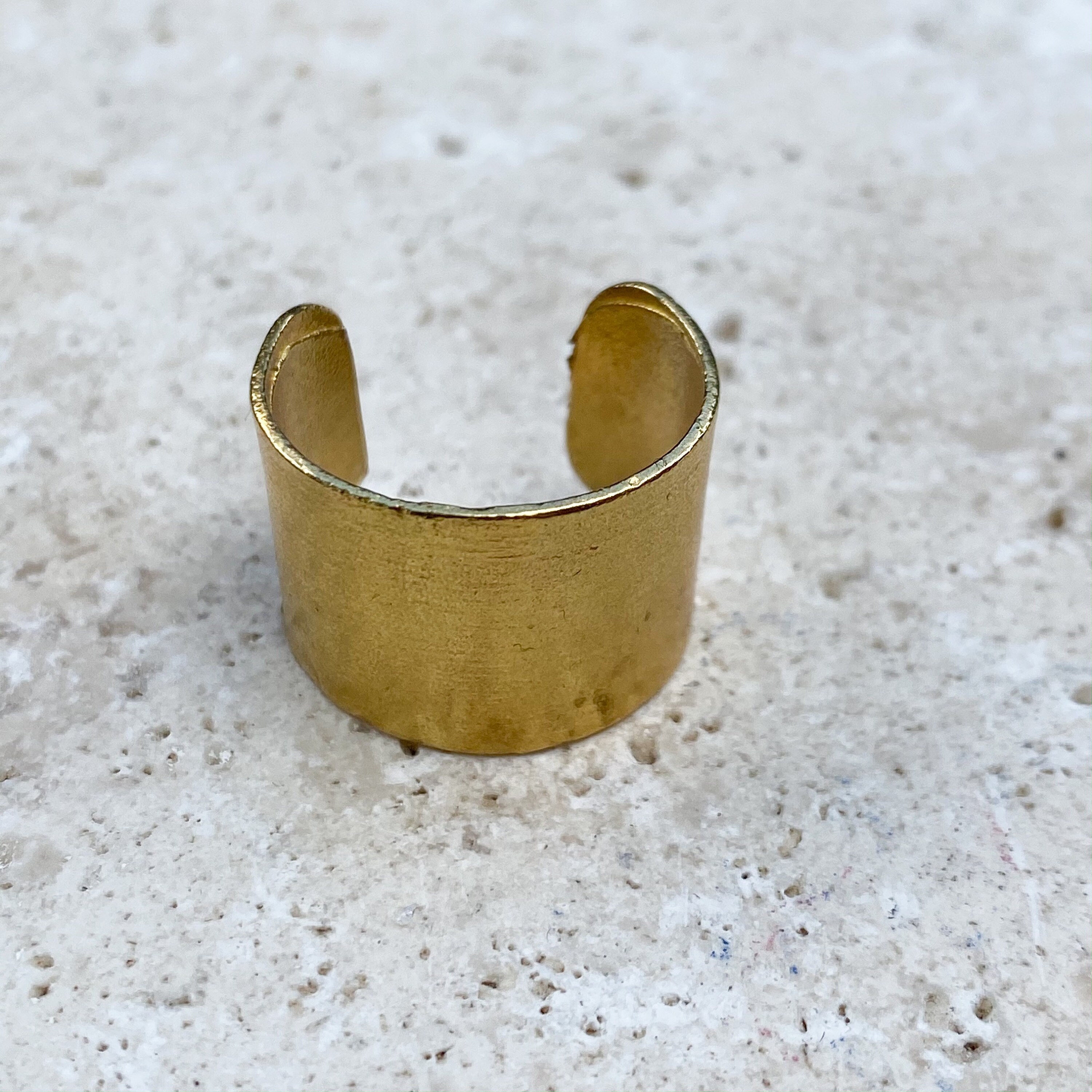 Simple Raw Brass Ring - Minimalist Adjustable Brass Band, Wide Brass ...