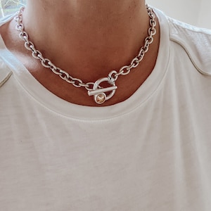 Crystal Toggle Chain Choker - Silver Tone. Simple Statement Necklace, Gift Idea for Woman - Etsy