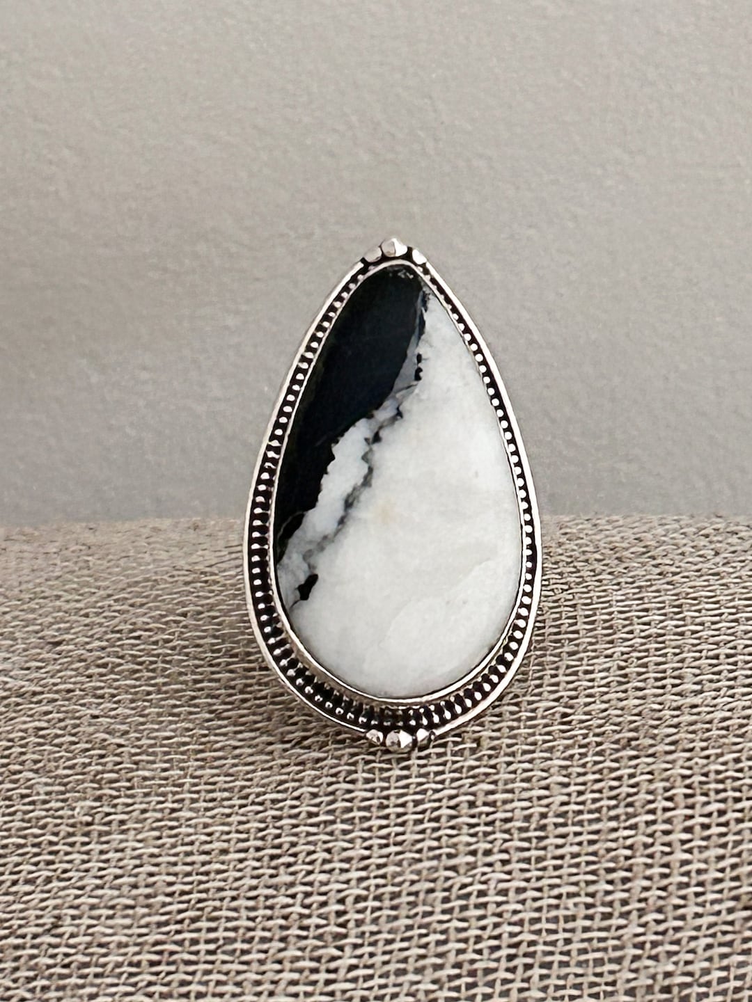 Huge Chunky White Buffalo Ring UK Size O Western Boho Statement Ring 3D ...